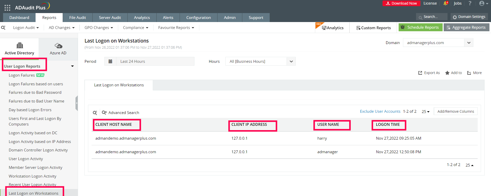 Adaudit Plus User Logon Reports Part 5 Detect Users Last Logon Times On Workstations